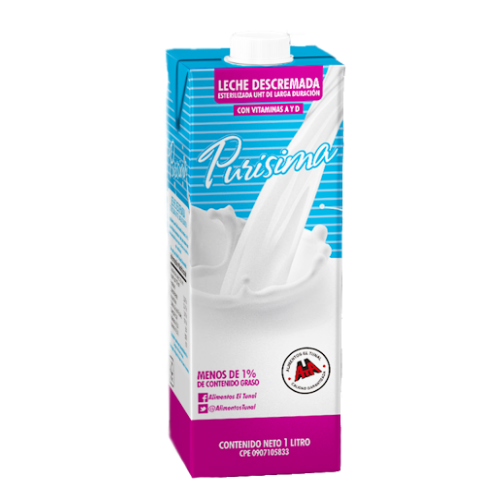 LECHE DESCREMADA PURISIMA UHT 1 LIT - SEGOMARKET
